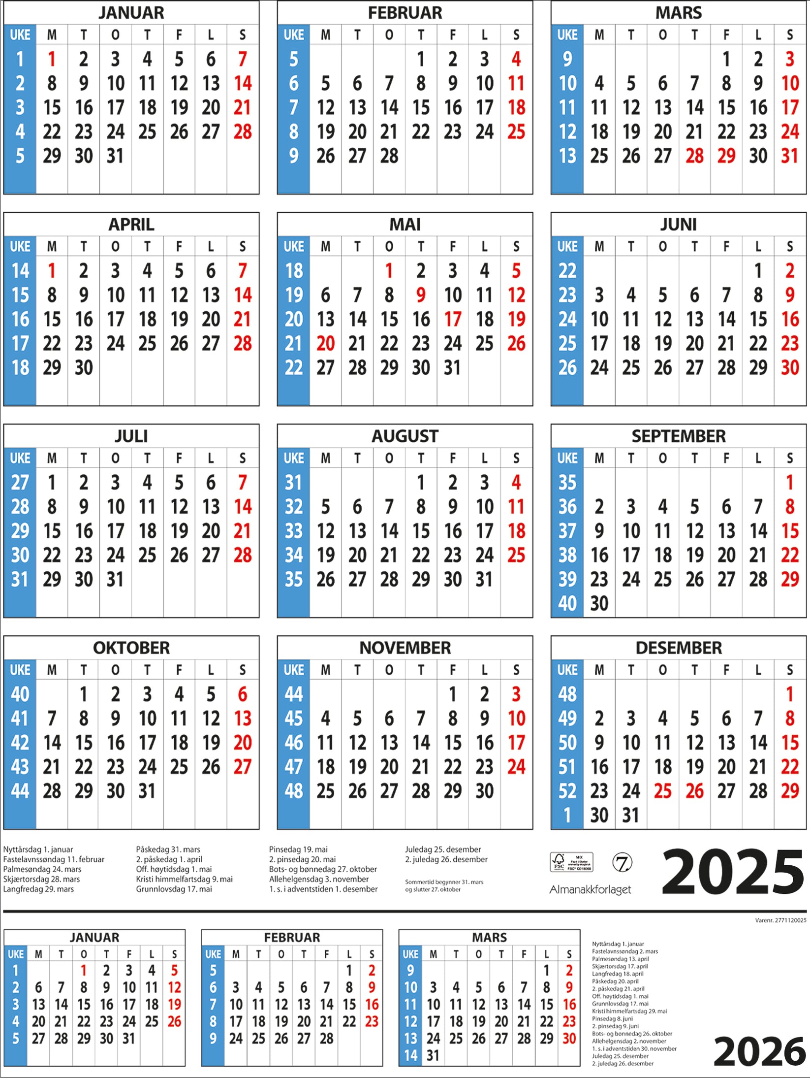Årskalender 2025 – Almanakkforlaget