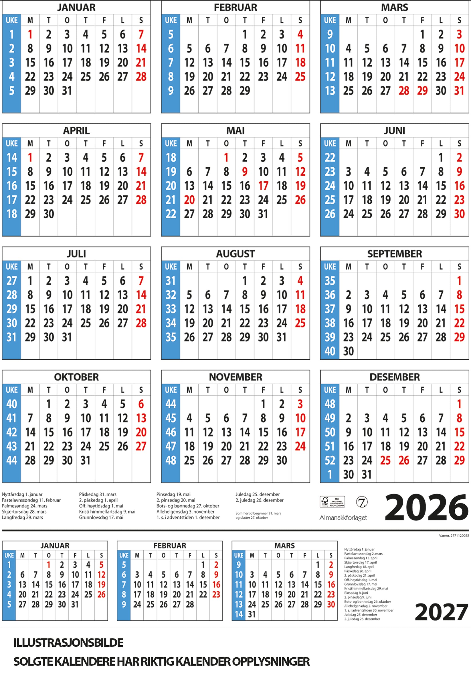 Årskalender 2026 – Almanakkforlaget
